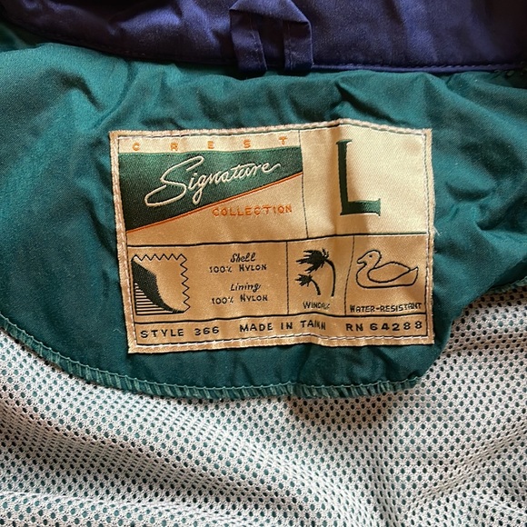 Crest | Jackets & Coats | Vintage Blue And Green Windbreaker Crest ...